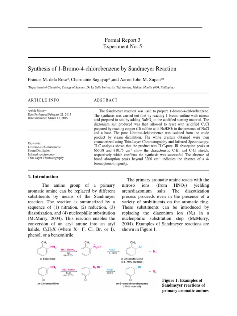 Formal Lab Report | PDF | Organic Chemistry | Chemistry