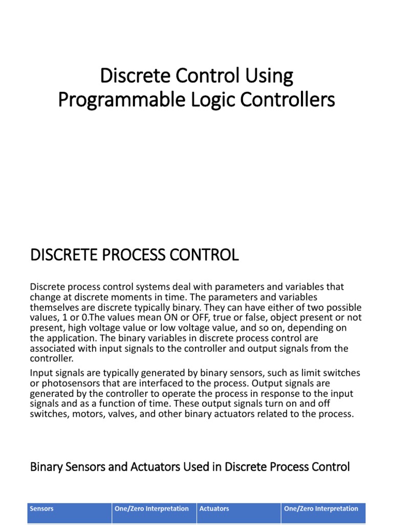 Discrete Control Using Programmable Logic Controllers | PDF | Logic ...