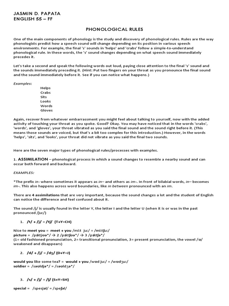 Phonological Rules | PDF | Human Voice | Phonology