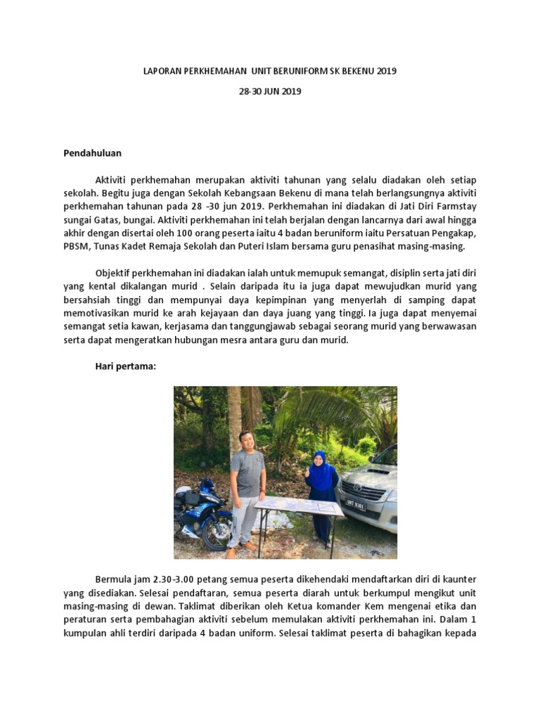 Laporan Perkhemahan Unit Beruniform SK Bekenu 2019 | PDF