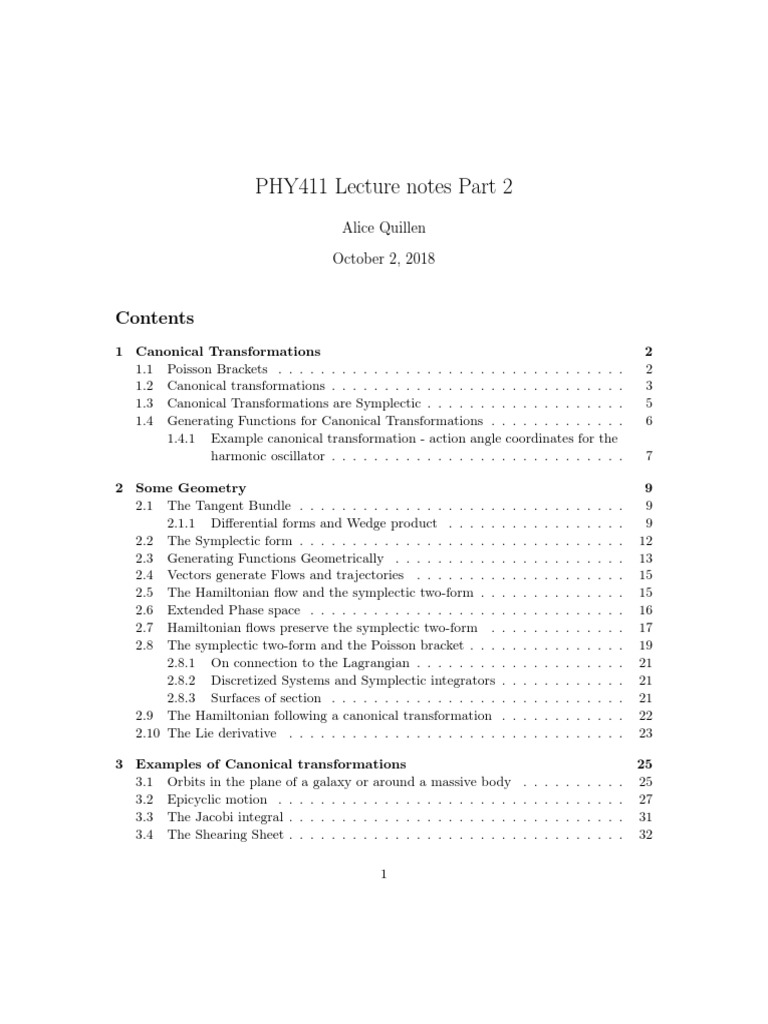 PHY411 Lecture Notes Part 2: Alice Quillen October 2, 2018 | PDF ...