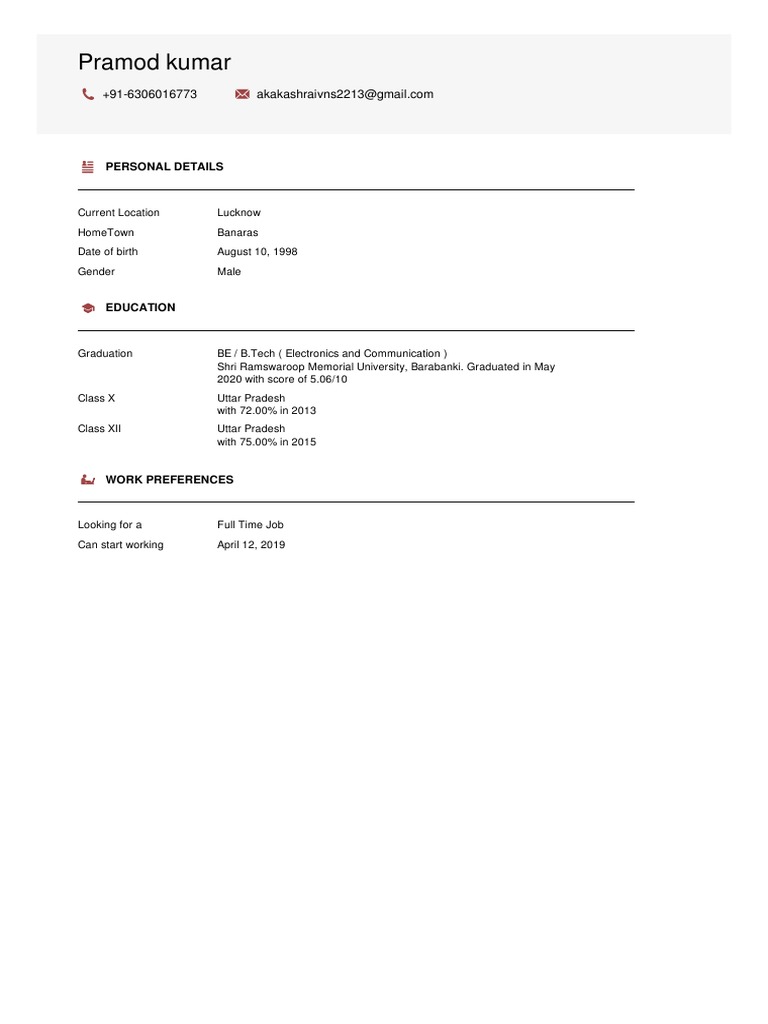 Pramod Kumar Resume-1 PDF | PDF