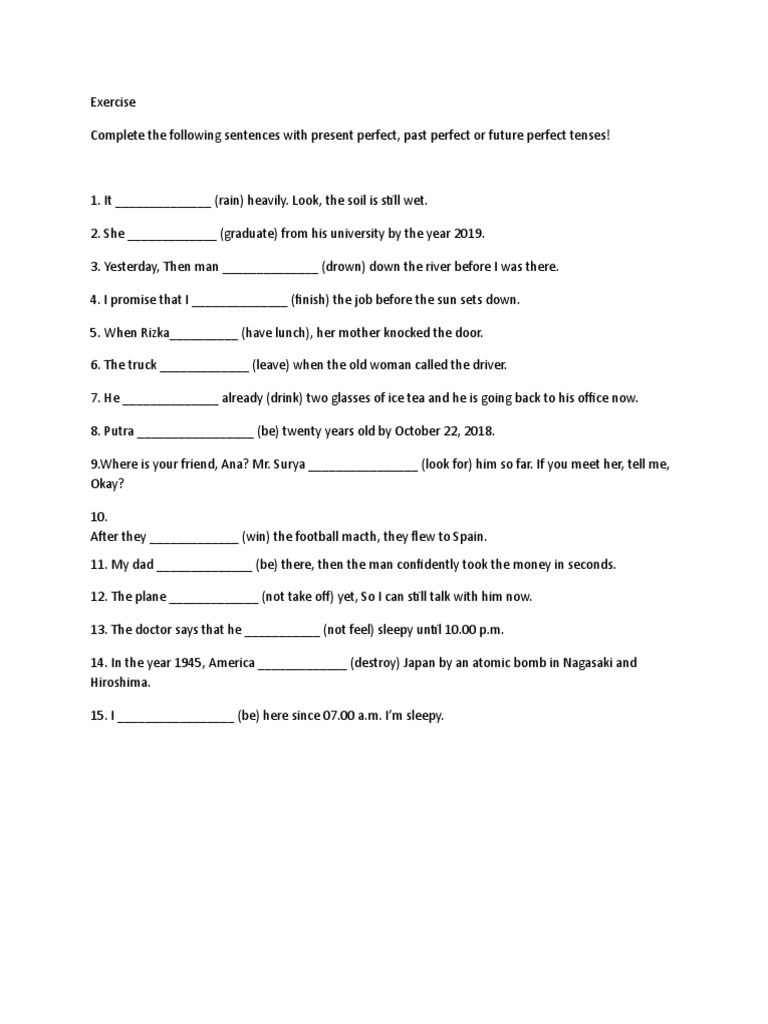 Exercise Perfect Tense