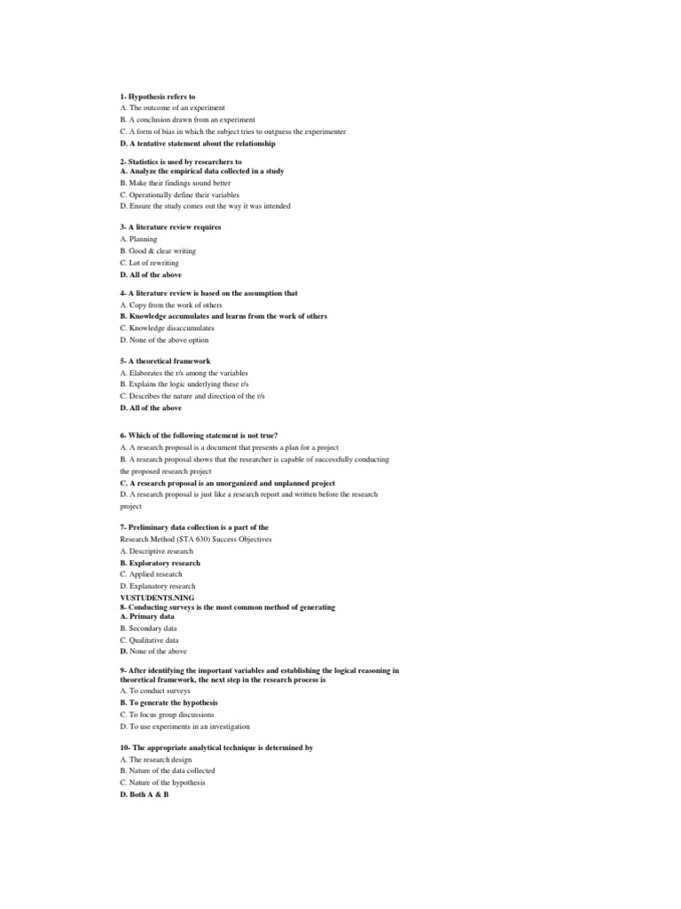 Business Research Methods MCQs | PDF | Survey Methodology | Sampling (Statistics)