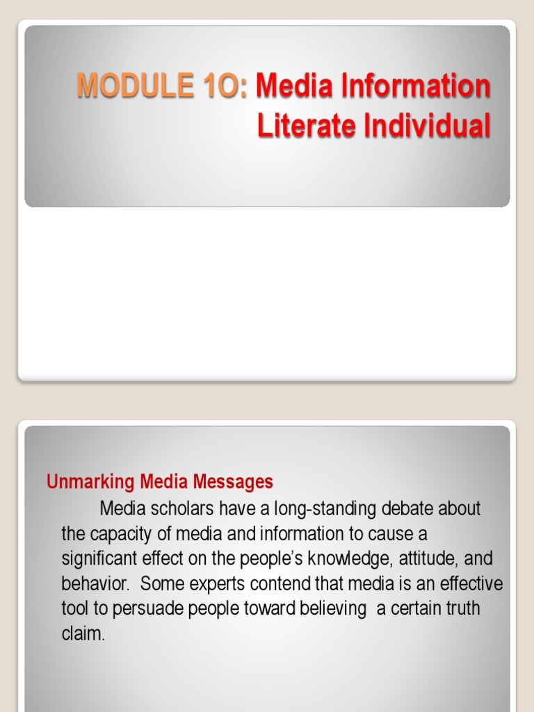 Module 1o Mil | PDF | Propaganda | Mass Media