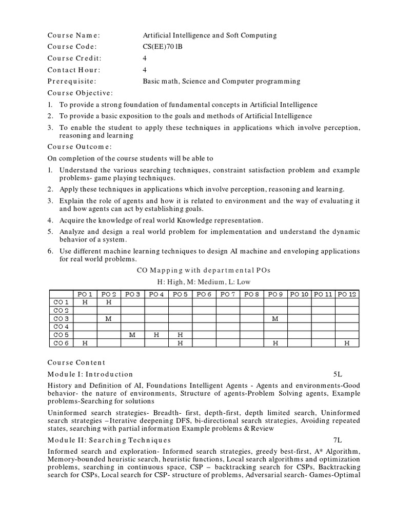 Course Name: Course Code: Course Credit: Contact Hour: Prerequisite: Course Objective | PDF ...