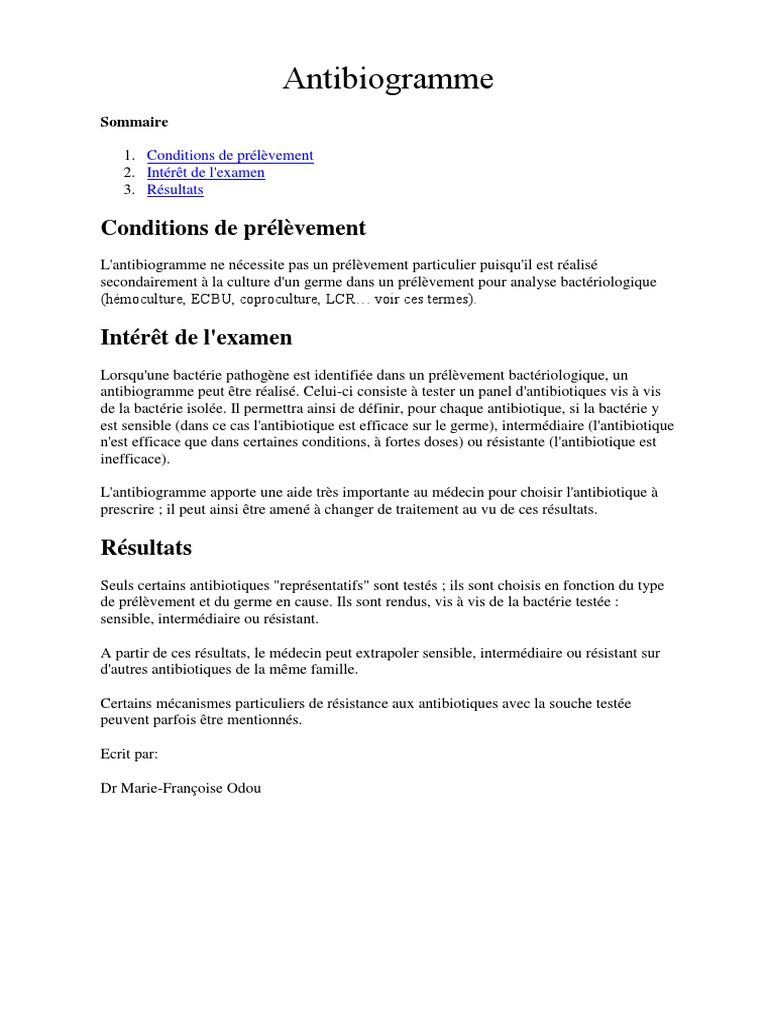 Interprétation de l'antibiogramme | PDF