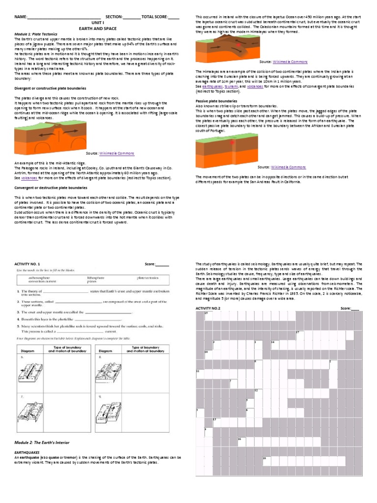Module Science 10 1st Grading | PDF | Plate Tectonics | Earthquakes