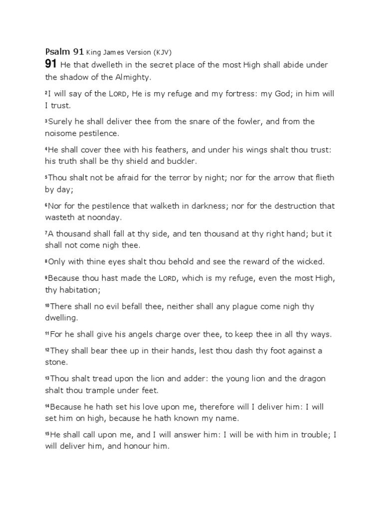 Psalm 91: King James Version (KJV) | PDF
