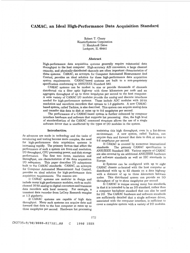 Camac, Ideal High-Performance Data Acquisition Standard | PDF | Input/Output | Device Driver