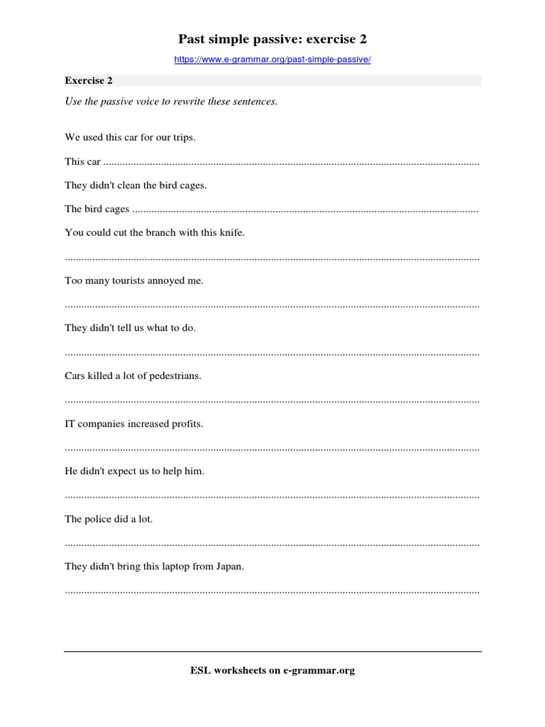 Past Simple Passive Exercise 2 PDF | PDF