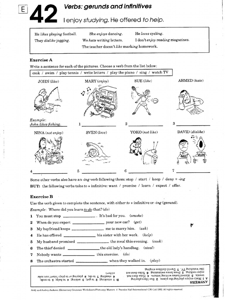 Gerund or Infinitive Worksheet | PDF