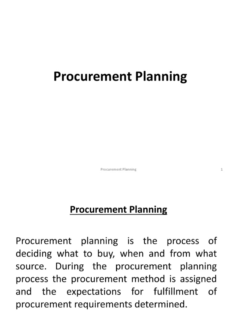 The Importance of Strategic Procurement Planning: A Guide to Developing ...