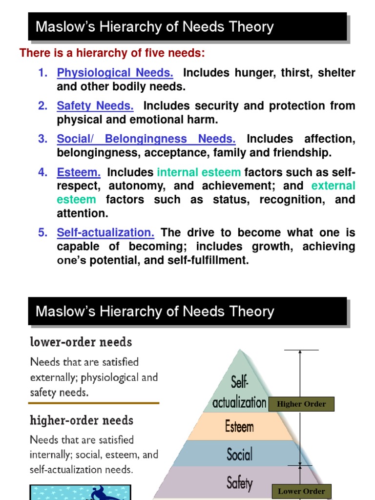 Maslow's Hierarchy of Needs Theory | PDF