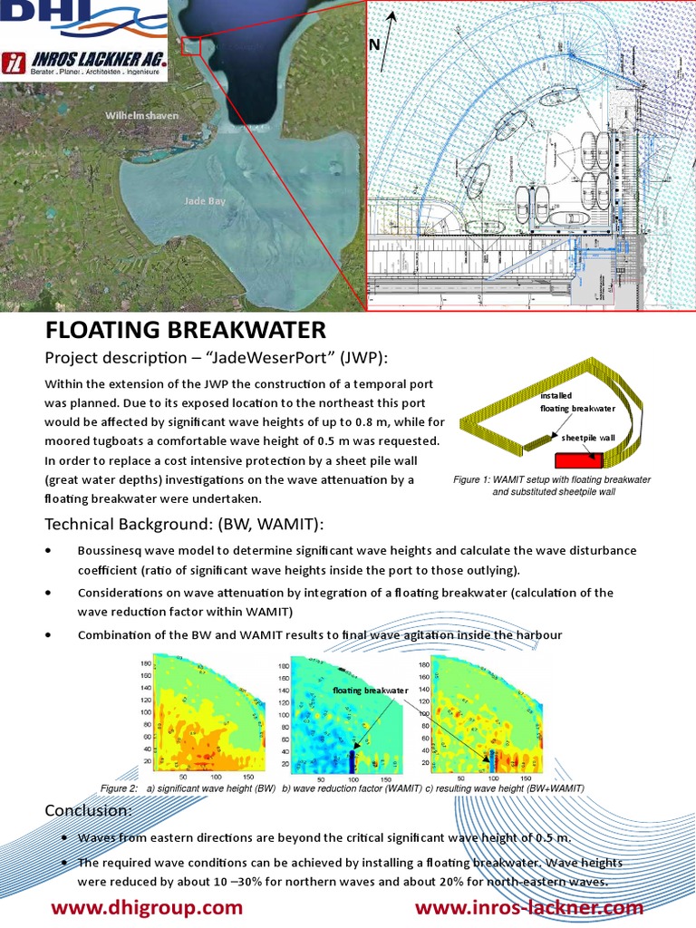 Floating Breakwater: Project Descrip On - "Jadeweserport" (JWP) | PDF