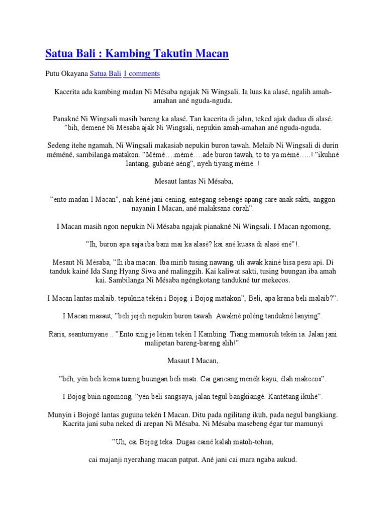 Satua Bali | PDF