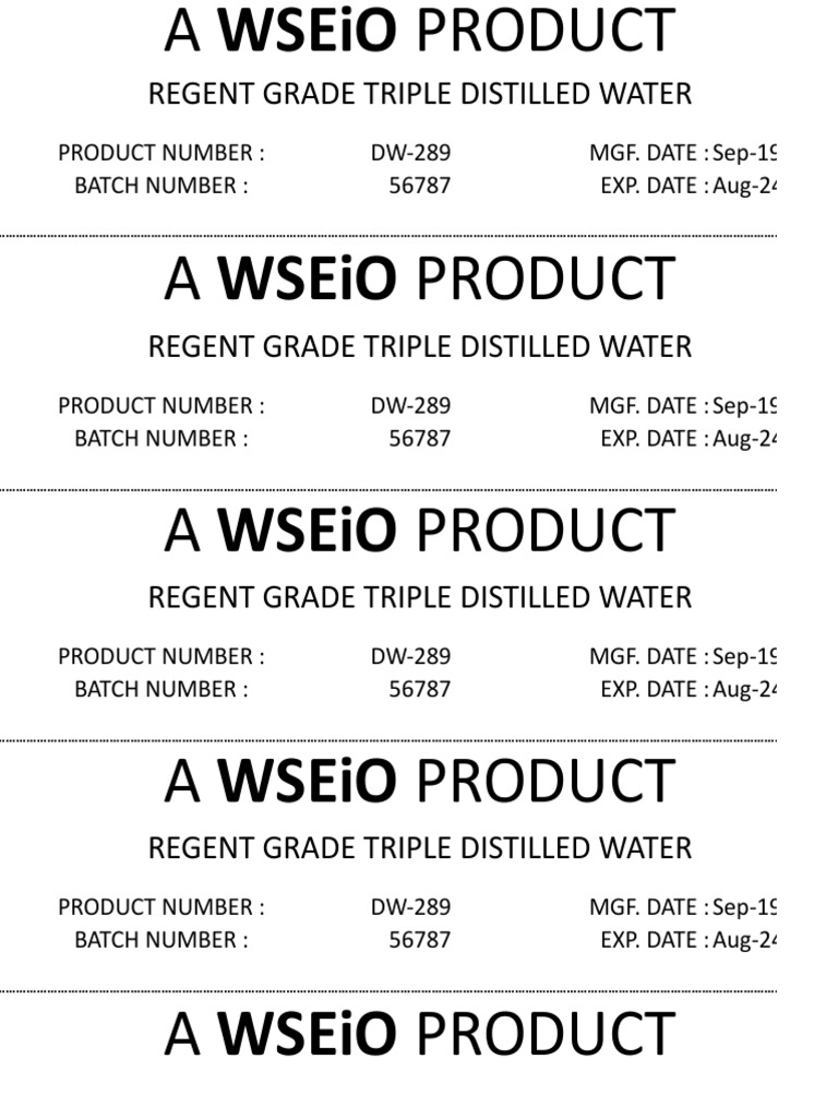 Regent Grade Triple Distilled Water | PDF