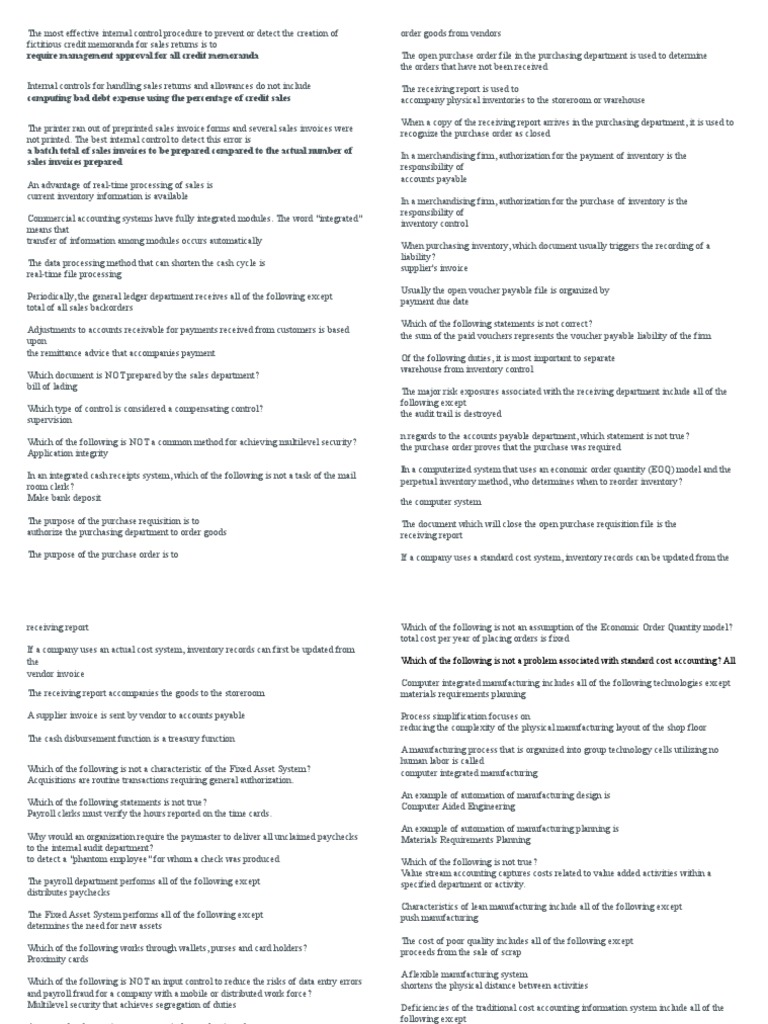 AIS Reviewer | Download Free PDF | Accounts Payable | Inventory