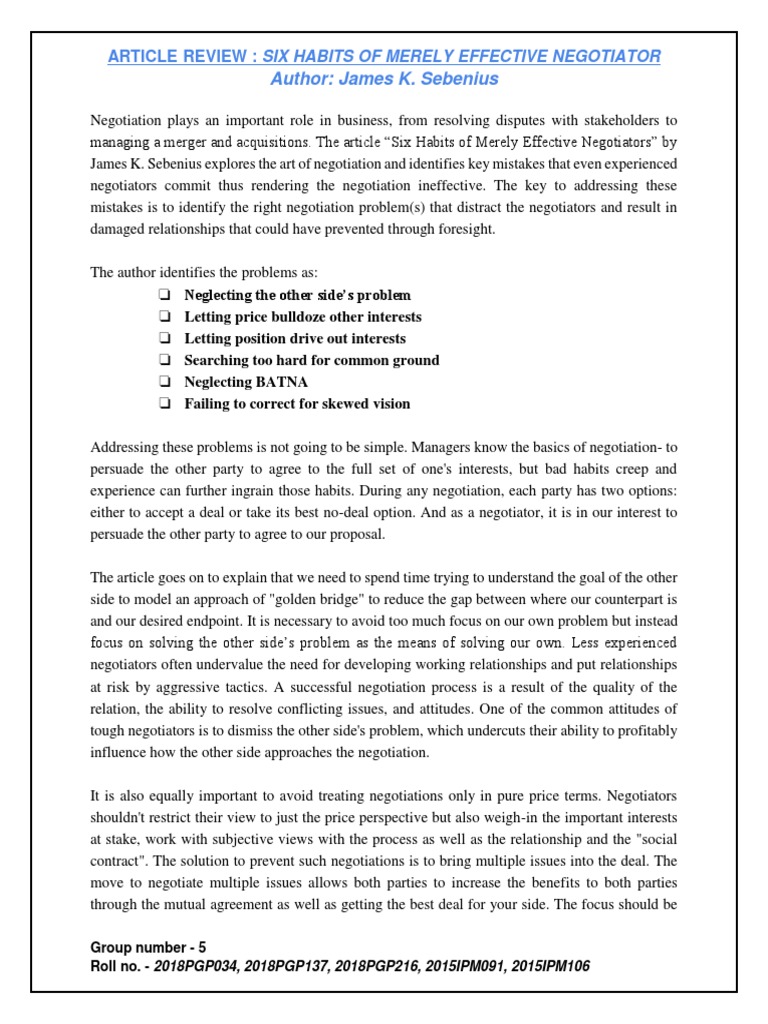 Key Mistakes in Effective Negotiation | PDF | Negotiation | Bias