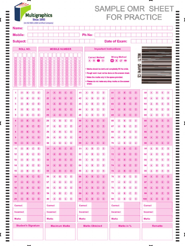 OMR Test Sheet MCQ OMR Sheet OMR Sheet Download, 41% OFF