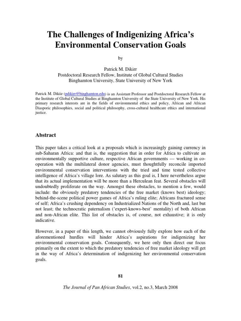 Indigenizing Africa's Environmental Goals | PDF | Capitalism ...