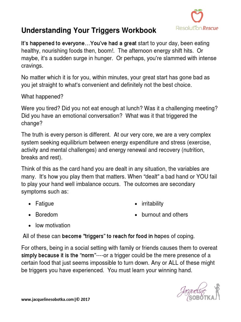 Understanding Your Triggers Workbook | PDF | Eating | Emotions