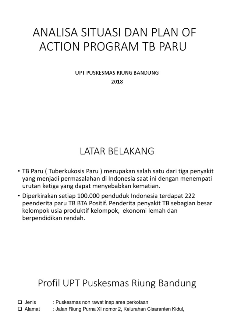 Plan of Action Program TB Paru Upt Puskesmas | PDF