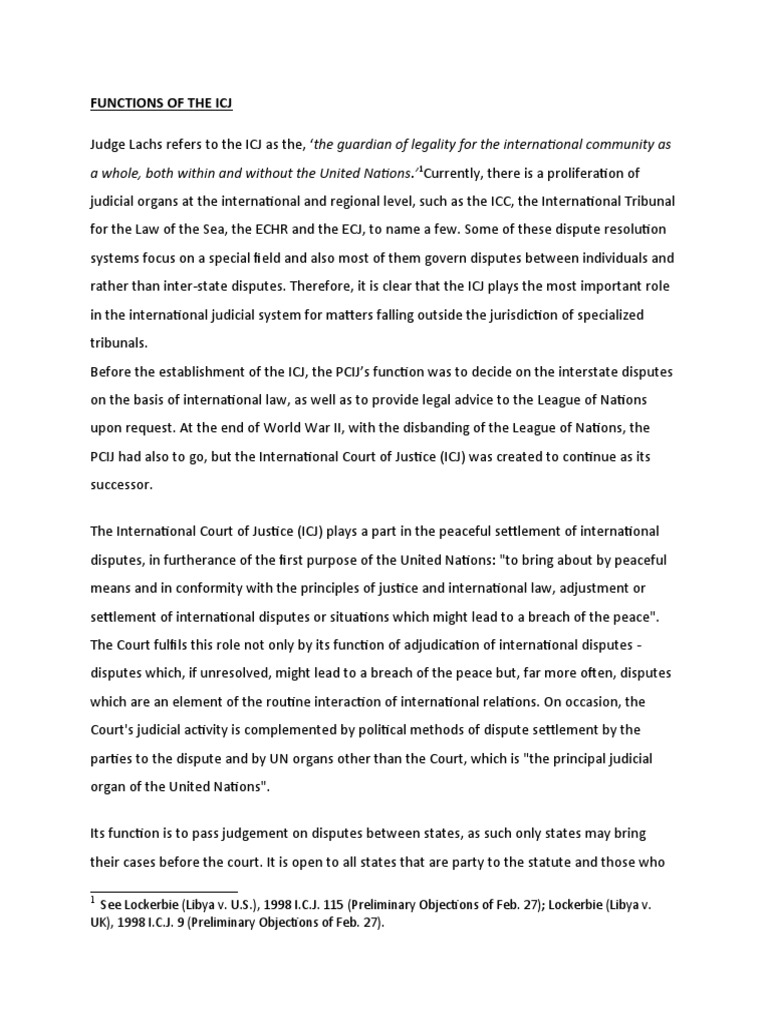 Functions of The Icj | PDF | Judgment (Law) | International Relations