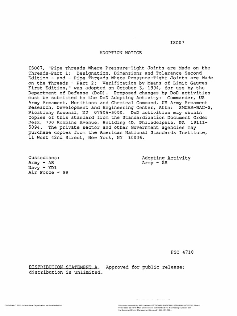 Iso 7-1 | PDF | International Organization For Standardization | Pipe ...