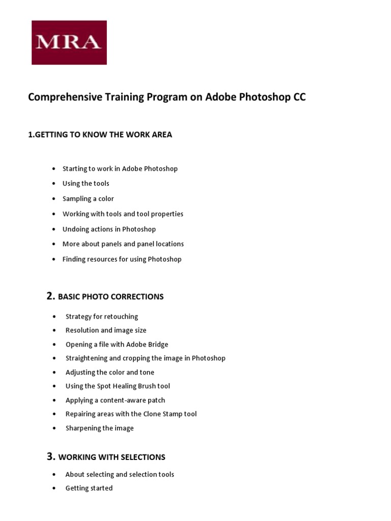 Comprehensive Training Program On Adobe Photoshop CC: 1.getting To Know ...