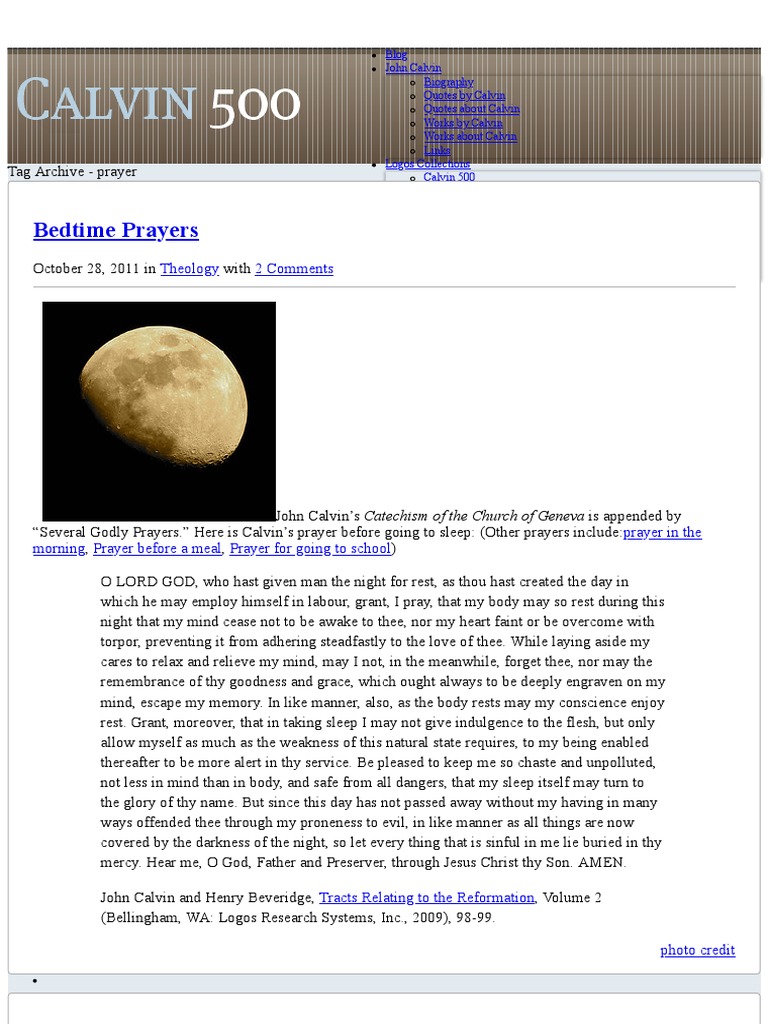 Prayer - Calvin 500 | PDF | Calvinism | John Calvin