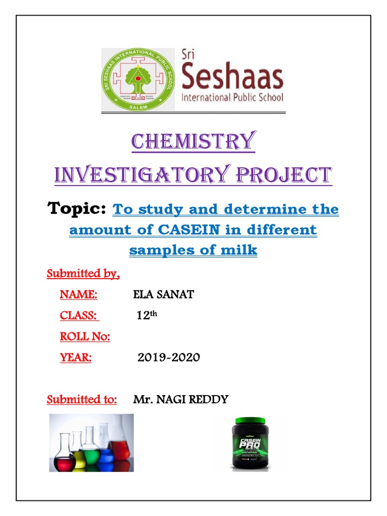 Chemistry Investigatory Project: Topic | PDF | Milk | Nutrition