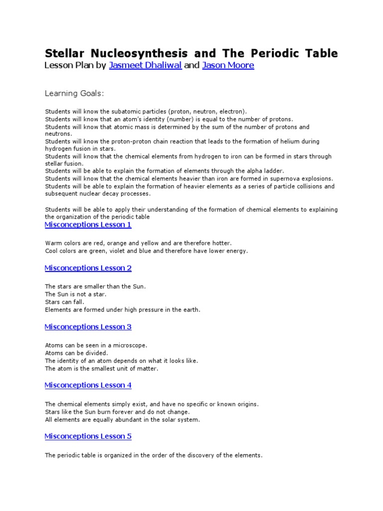 Stellar Nuclear Nucleosynthesis and The Periodic Table | PDF | Stars ...