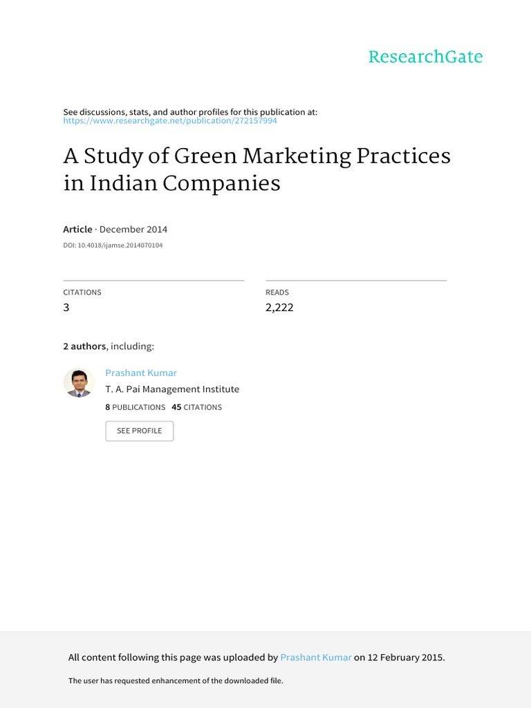 Green Marketing | PDF | Factor Analysis | Pricing