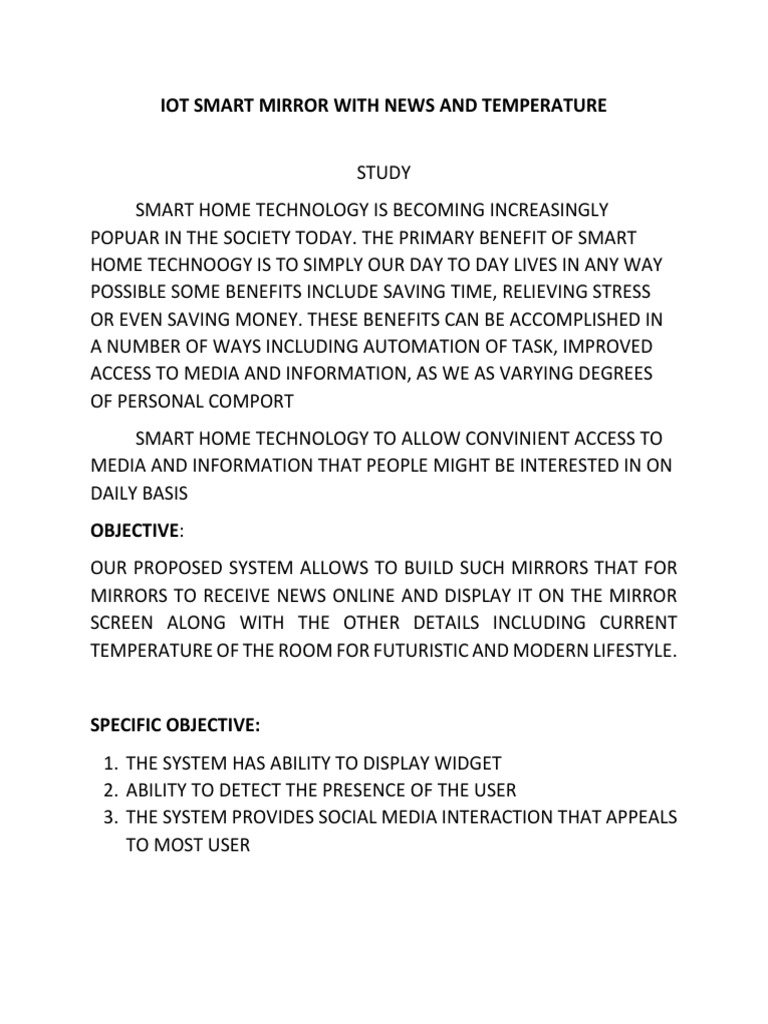 Iot Smart Mirror With News and Temperature | PDF
