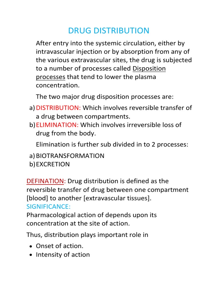 Drug Distribution New Part | PDF | Lipoprotein | Capillary