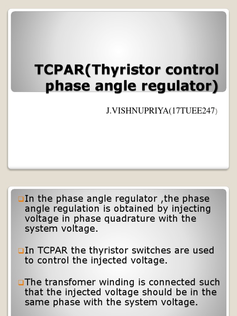 Thyristor Controlled Phase Angle Regulator | PDF
