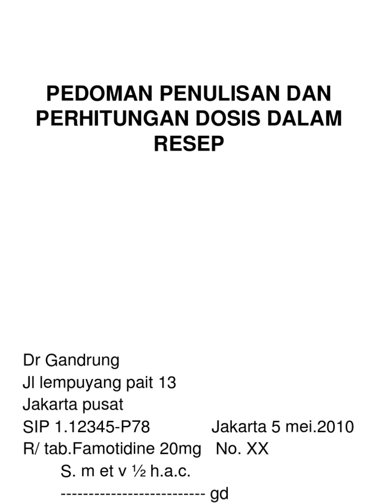 Pedoman Penulisan Resep Obat | PDF