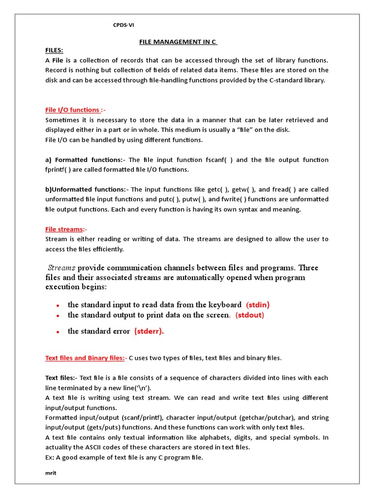 Unit 5 Files For Civil | Download Free PDF | Text File | Pointer (Computer Programming)