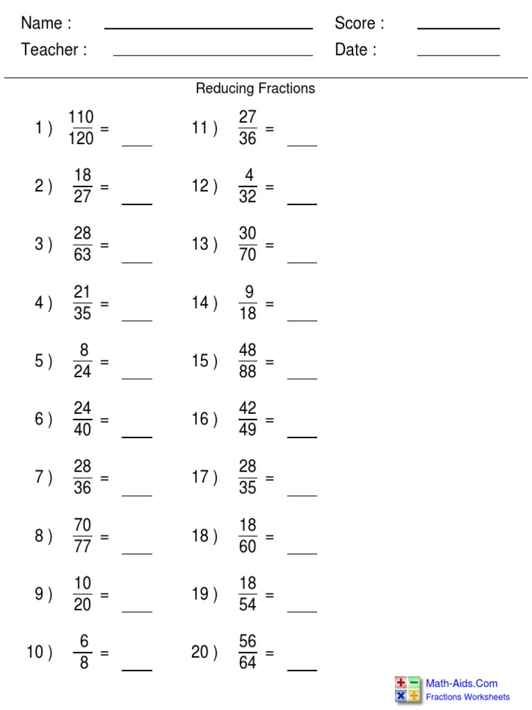 Lesson 6 - Simplifying Fractions H | PDF
