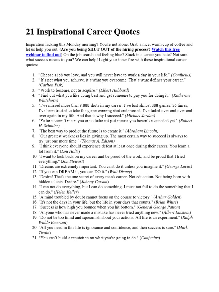 Inspirational Quotes for Career Success | PDF | Sports & Recreation ...