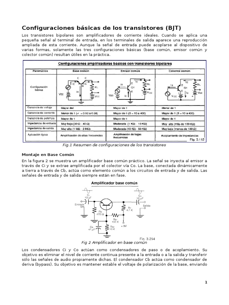 Configuraciones Básicas de Los Transistores (BJT) | PDF | Transistor | Transistor de unión bipolar