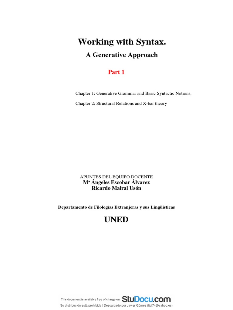 Syntax 1 | PDF | Phrase | Syntax