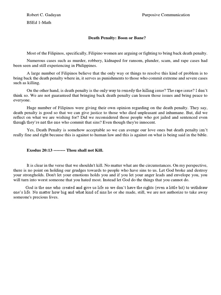 Death Penalty Debate in the Philippines | PDF | Social Science | Self ...