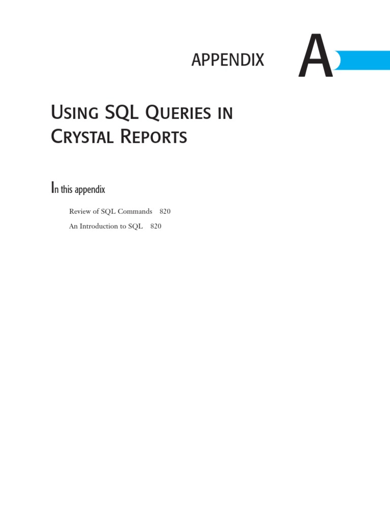 Using Sql Queries In Crystal Reports Appendix Pdf Sql Databases