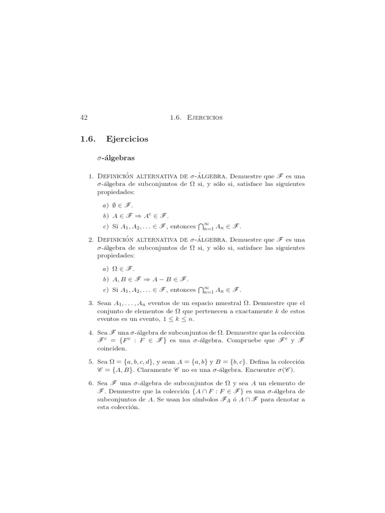Curso Intermedio de La Probabilidad - Luis Rincon - Ejer - Cap1 | PDF | Probabilidad | Conjunto ...