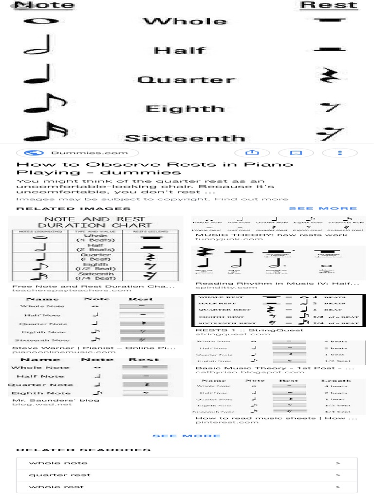 How To Observe Rests in Piano Playing - Dummies: Whole Note Rest | PDF ...
