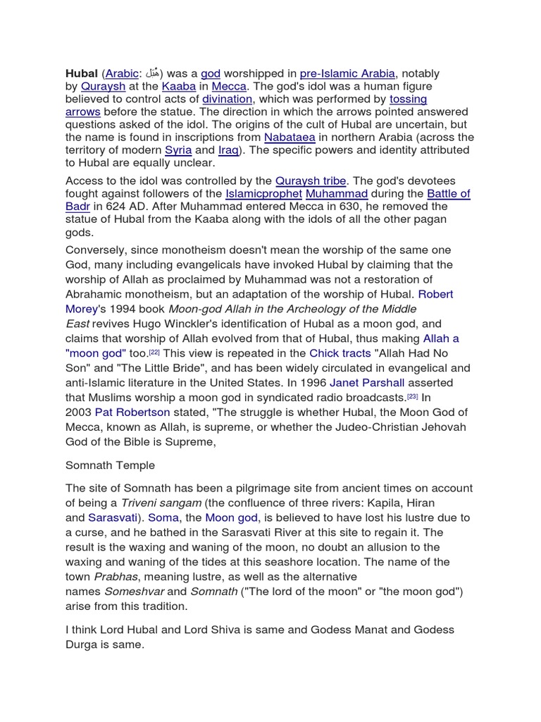 Pre-Islamic Arabian God Hubal and its Idol Worship | PDF | Deities ...