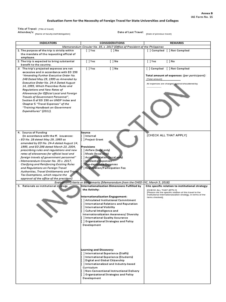 Form - (Instructions) CHED IAS Form 15 | PDF | Presidents Of The United ...