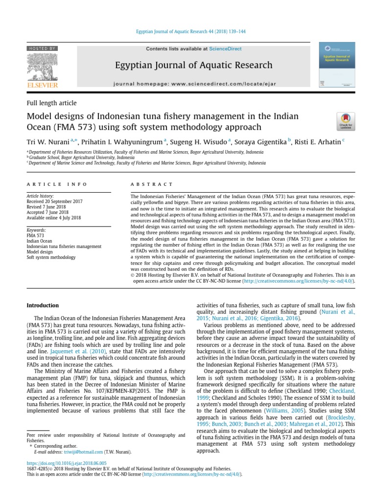 Egyptian Journal of Aquatic Research | PDF | Tuna | Fisheries Management